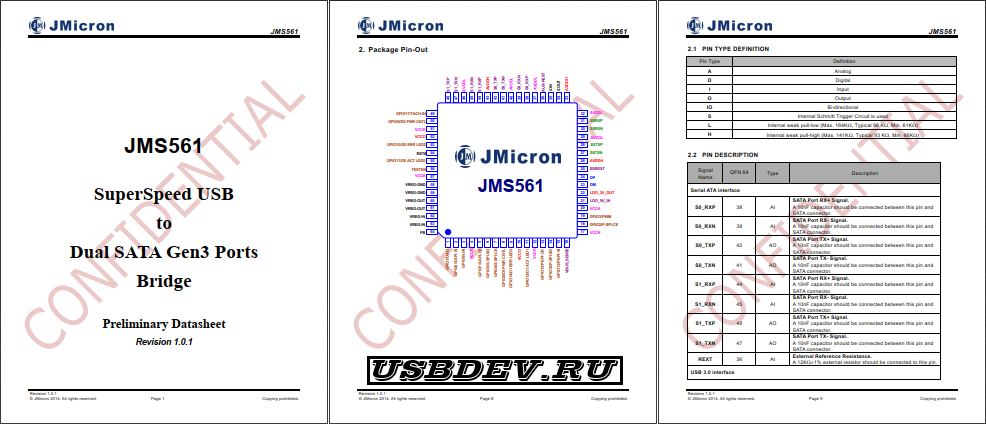 JMicron JMS561 SuperSpeed USB to Dual SATA Gen3 Ports Bridge Datasheet ...